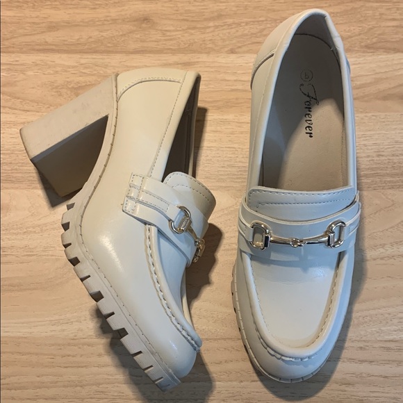 Forever 21 | Shoes | Forever Loafer Heels W Gold Accents | Poshmark